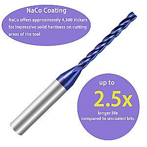 XUANFENG 4 Flutes NACO Coating Up Cut Spiral CNC Router Bit 1/4 inch Shank, 1/8 inch Cutting Diameter End Mill for 2D 3D Wood Cut, Carving Size: 1/8x1-1/4x 2-1/2" Shank 1/4" STF445