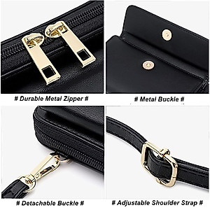 Formva Women Touch Screen Crossbody Bags Cell Phone Wristlets Purse, RFID Blocking Clutch Wallets Card Holder with 2 Shoulder Strap, C-dark Blue