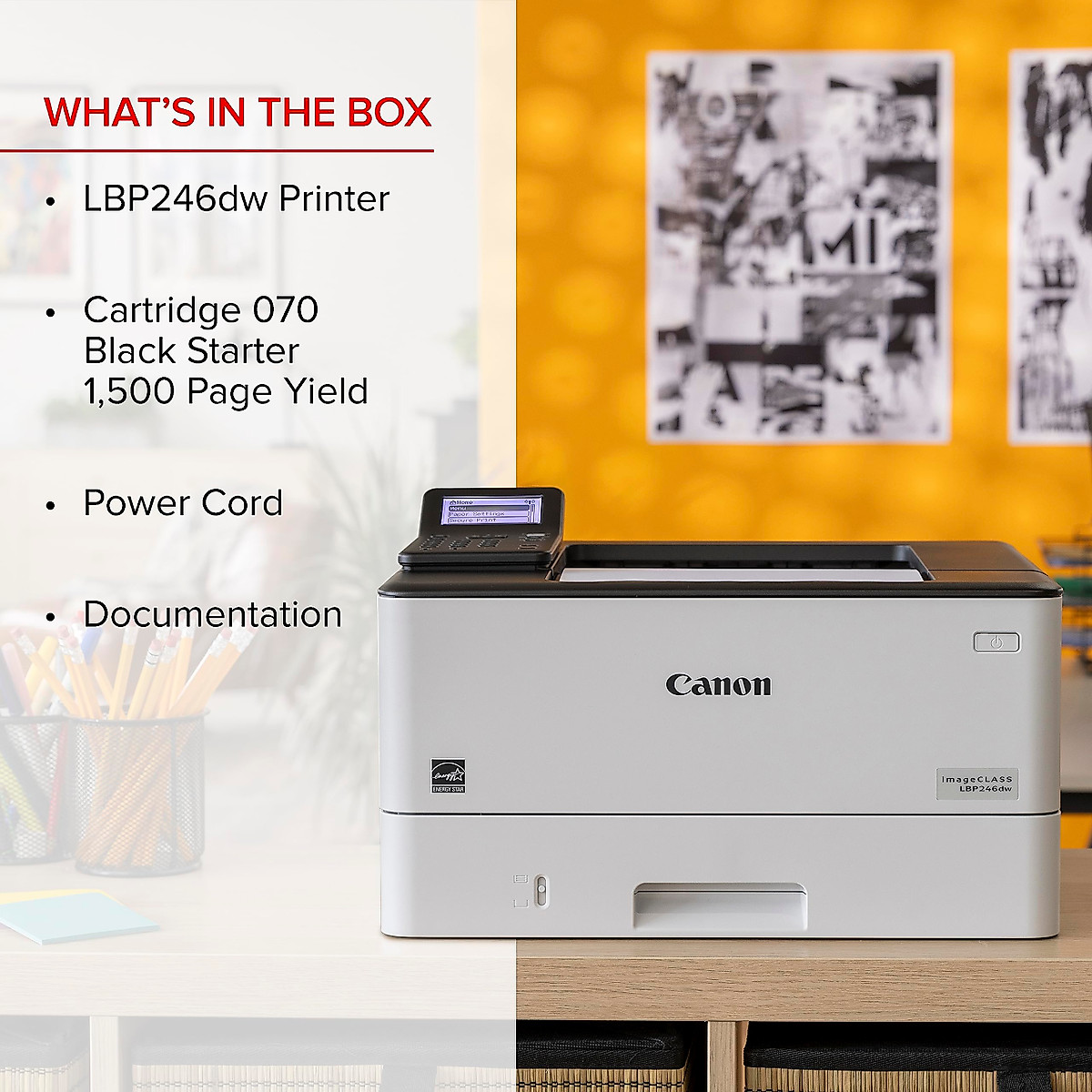 Canon imageCLASS LBP246dw - Monochrome Duplex, Wireless Laser Printer, Single Function, Mobile Ready, with 1 Year Limited Warranty, 42 PPM, White