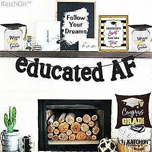Black, Glitter Educated Af Banner - 10 Feet, No DIY | Graduation Banner for Black Graduation Party Decorations 2023 | Congratulations Grad Banner | Congratulations Decorations | Graduation Decorations