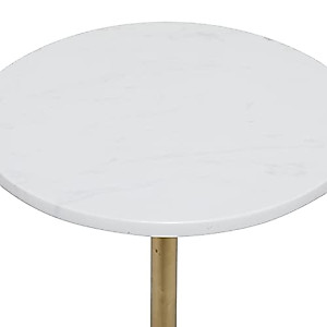 Deco 79 Metal Accent Table with Marble Top, 13" x 13" x 25", Gold
