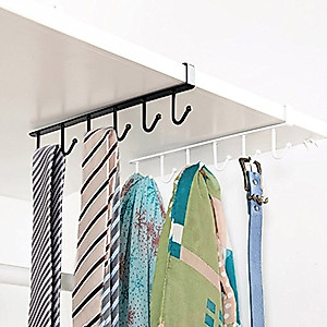 SHBaizoy 2pcs Utensil Racks Under Cabinet,Nail Free Adhesive Kitchen Utensils Hanging Hooks for Kitchen Utensils/Tools/Pot/Towel/Knife/Ties Belts/Scarf/Keys Storage/Cups(Black)