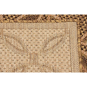 Unique Loom Outdoor Trellis Collection Area Rug - Spiral (2' 2" x 6' 1" Runner, Light Brown/ Brown)