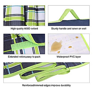 REDCAMP Extra Large Picnic Blanket Waterproof Sandproof, Durable Oxford Foldable Picnic Mat Outdoor Blanket for Lawn Park Beach Travel, Green 79"x77"