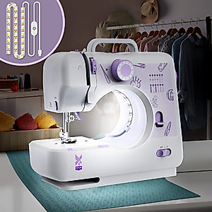 KPCB Tech Sewing Machines for Beginners, 12 Stitches Sewing Machine with Updated LED Strip and Sewing Kit Home Travel Use