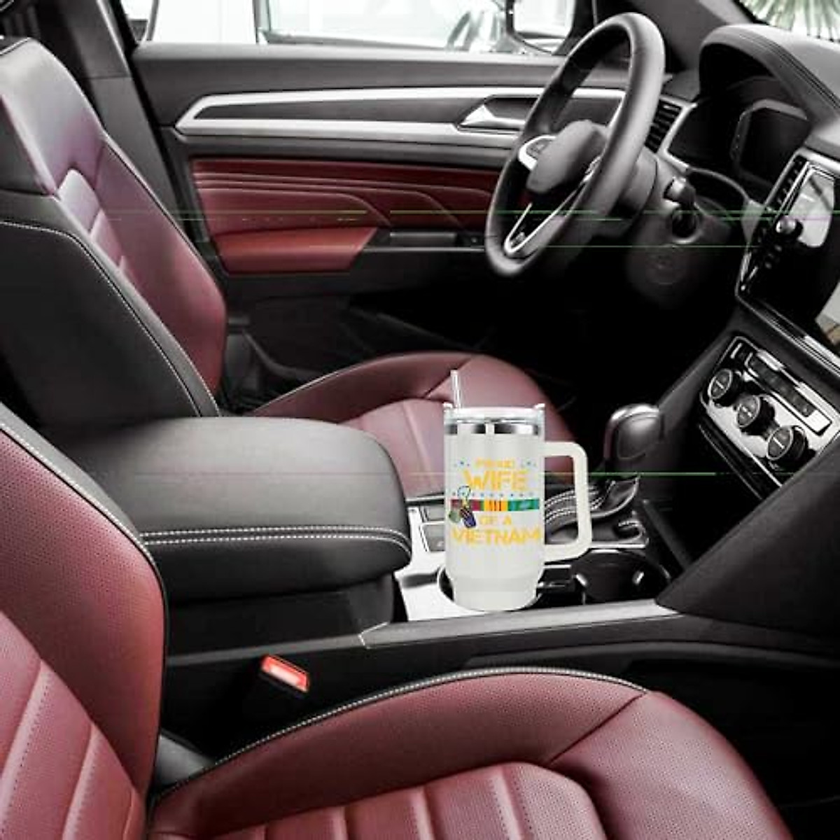 Proud Veteran Wife Wine Tumbler With Lid Cool Adults