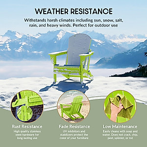 WestinTrends Malibu 2-Piece Set Outdoor Folding Poly Adirondack Chair, Lime