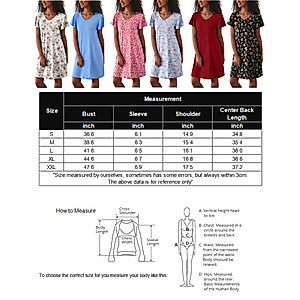 Ekouaer 2 Pack Nightgowns for Women Flare Short Sleeve Sleepshirt V Neck Sleepwear Pajama Dress Leopard+Butterfly XL