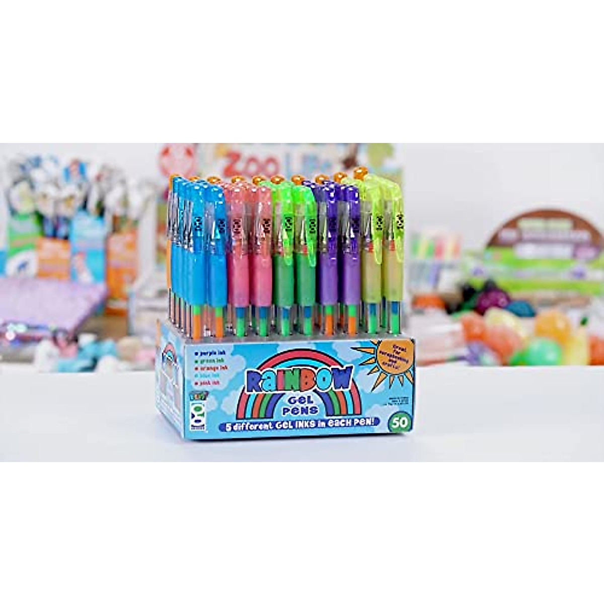 Raymond Geddes Rainbow Color Assorted Gel Pens (Pack of 50)