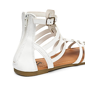 Trary Women's Sandal, Comfortable Gladiator Sandals Ankle Strap Flats Sandalias Para Mujer Beach Sandals Wide Width Open Toe Cross Strappy Sandals for Women Dressy Summer