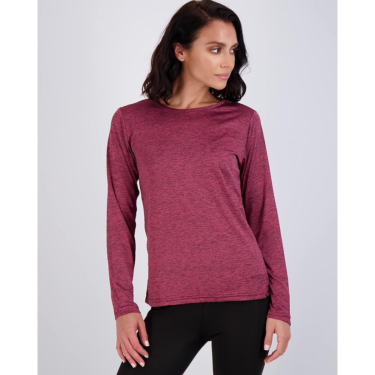 Real Essentials Womens Quick Dry Fit Tech Stretch Long Sleeve Athletic Workout Ladies T-Shirt Tee Top Running UPF Sun Rash Guard Swim Gym Active Wear Crew Exercise Yoga Exercise, Set 7, S, Pack of 4