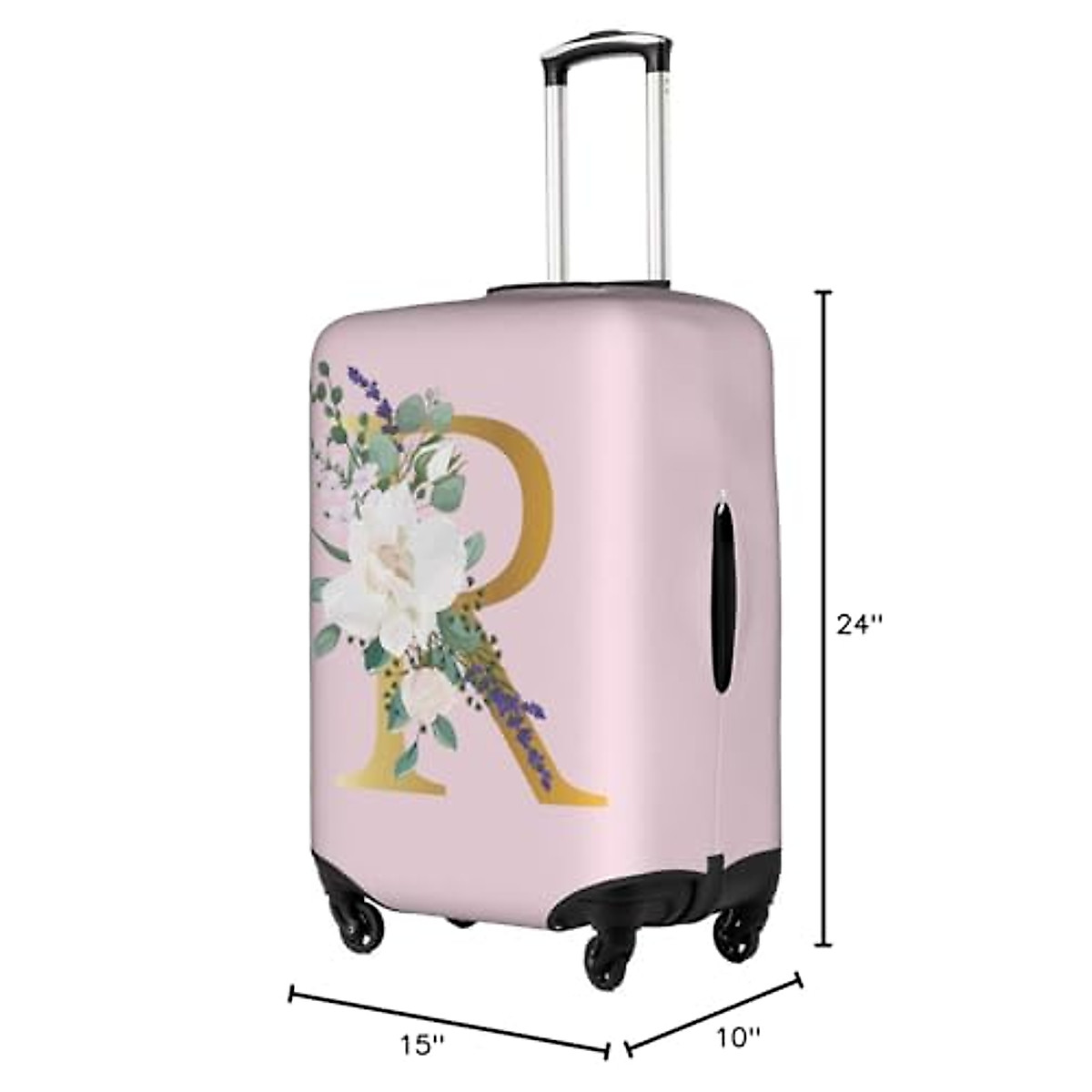 Flower Lette R Pink Luggage Cover Elastic Washable Stretch Suitcase Protector Anti-Scratch Travel Suitcase Cover for Kid and Adult M (22-24 inch suitcase)