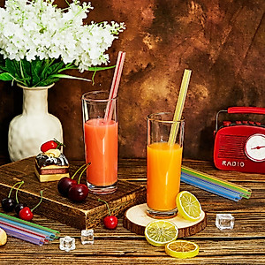 300 Pcs Jumbo Boba Straws Large Smoothie Straws Individually Wrapped Bubble Tea Striped Straws 9.06 Inches Extra Wide Plastic Milkshake Straws Disposable Drinking Straws with Pointed End for Drinks