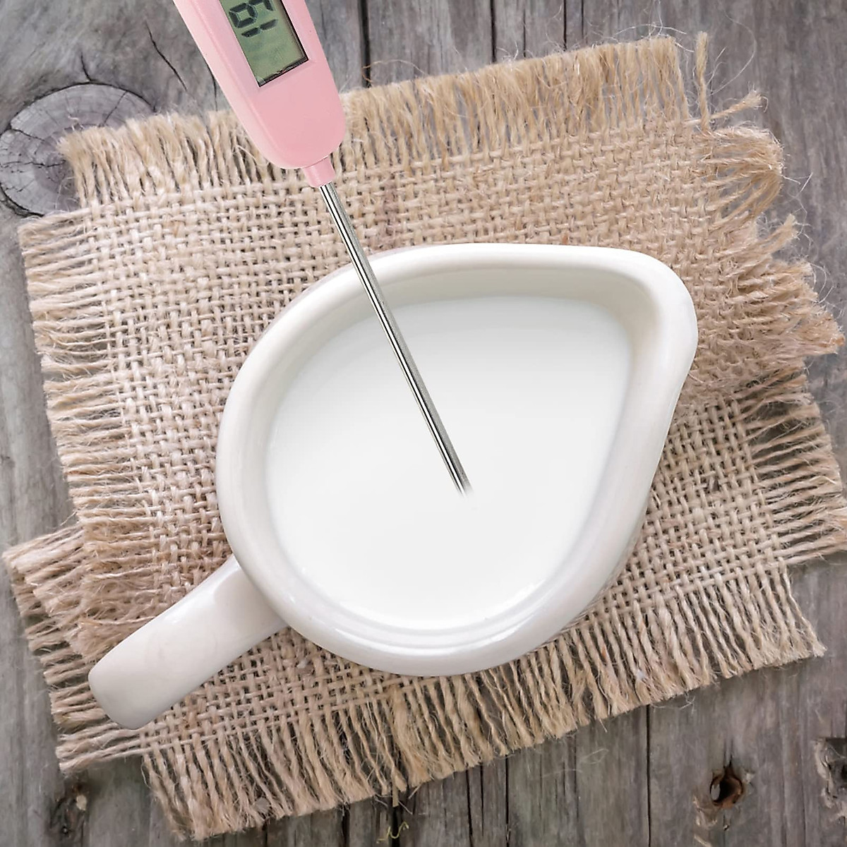 Digital Food Meat Candy: Instant Read Probe Backlit Temperature Alarm for Cooking BBQ Kitchen Oven Smoker Pink 30℃~ 300℃