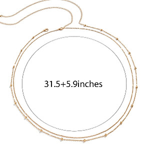 Beaded Waist Chain, Dainty Belly Chain, Simple Bikini Body Chain for Women (WC32-Beaded&Chain)