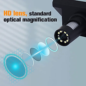 Poothoh 4.3-inch LCD Digital Microscope, 50X-1000X Magnification, Camera Handheld Microscope with 8 LEDs, for PCB/Coin Observation Soldering, Windows Compatible