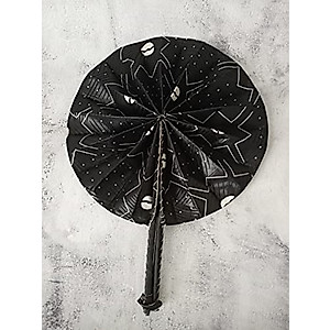 BKOFASHION African Handheld Fan - Handmade Round Folding Design - Unique Handheld Fan with Traditional African Fabric - Handcrafted Elegant African Round Fan - Handheld Fan (Design 9)
