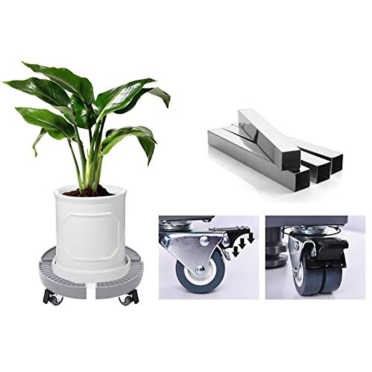 Adjustable Plant Stand (15-20’’) with Wheels Large Potted Planter Plant Stand on Wheels Pound Heavy Duty Plant Dolly Movable Plant Caddy Adjustable Rolling Tray Coaster…