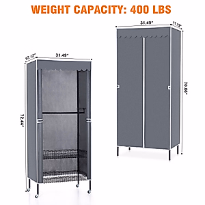 BVBOX Clothing Rack, Robust Wardrobe Organizer with 700LBS Load Capacity, Adjustable Metal Garment Rack for Hanging Clothes - Wire Closet Rack for a Sturdy Wardrobe （31" W x 70" H x 117" D）