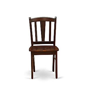 East West Furniture Norden 5 Piece Kitchen Table & Chairs Set Includes a Rectangle Dining Room Table with Dropleaf and 4 Solid Wood Seat Chairs, 30x48 Inch, Mahogany