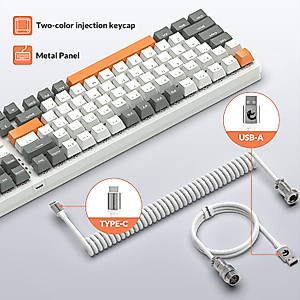 ZIYOU LANG K3 Mechanical Gaming Keyboard and Mouse Combo, 98Key Backlit Keyboard and Ultra-Light Honeycomb Shell Mouse, Red Switch Coiled Type-C to USB Cable Wired Keyboard for PC/Mac/Windows