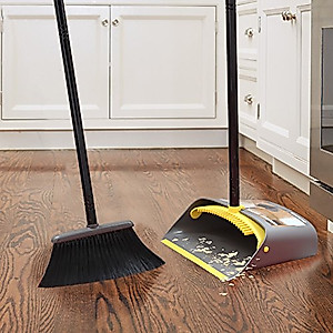 Broom and Dustpan/Broom with Dustpan Combo Set,Standing Dustpan Dust Pan with Long Handle 40"/52" for Home Kitchen Room Office Lobby Indoor Floor Cleaning Broom and Dustpan Set for Home