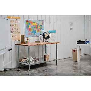 John Boos JNS09 Maple Top Work Table with Galvanized Steel Base and Adjustable Galvanized Lower Shelf, 48" Long x 30" Wide x 1-1/2" Thick