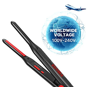 Mini Flat Iron, EGOERA Pro 2 in 1 Pencil Hair Straightener and Curler for Women Short Hair and Men Beard