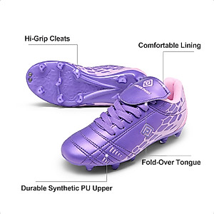 DREAM PAIRS Boys Girls Soccer Football Cleats Shoes Light Purple Pink Size 12 Little Kid Superflight-3k