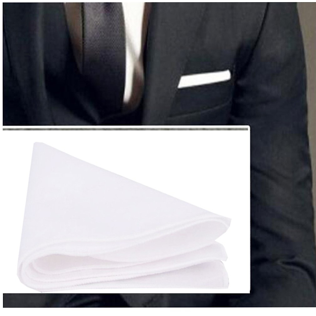 BonjourMrsMr Solid White Cotton Pocket Square 3-Pk Set