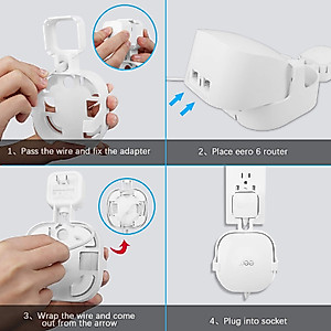 HOLACA Outlet Wall Mount Hanger for eero 6 Dual-Band mesh Wi-Fi 6 Router, Space Saving Holder, Easy Moved, Cord Management for eero 6 without Messy Wires and Screws (2 Pack)