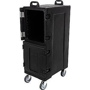 Carlisle FoodService Products Cateraide Plastic Insulated Dual Capacity Food Pan Carrier With Dolly, 10 Pan Capacity, 50 Inches, Black