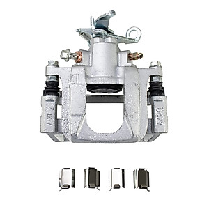 TRQ Rear Brake Pad & Rotor Kit Brake Caliper Brake Pads Brake Rotor Semi-Metallic Premium G-Coated Compatible with 2009-2013 Dodge Journey