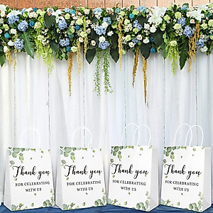 30 Pieces Wedding Welcome Bags Bulk Thank You for Celebrating with Us Paper Bags with Handles Wedding Favor Gift Bags for Guests Wedding Birthday Baby Shower Favors Supplies, 8 x 4 x 10 Inch