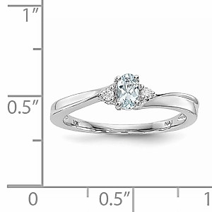 IceCarats 925 Sterling Silver Blue Aquamarine Diamond Ring Gemstone Band March Birthstone Jewelry Size 6.00