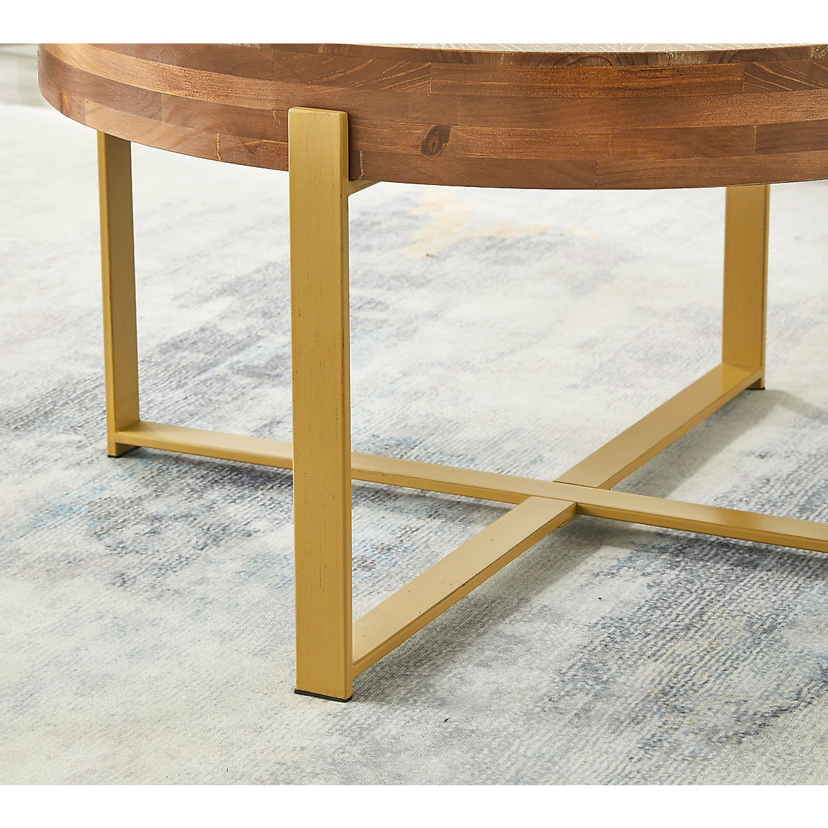 Gexpusm Round Wood End Table for Living Room, 2 Tier Farmhouse Circle Side Table, Rustic Mid-Century Wooden End Table for Apartment, Easy Assembly (Coffee Table, Ct-espresso,metal Leg)