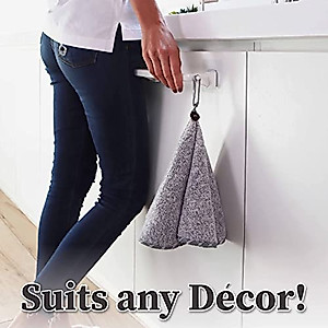 myHomeBody Hand Towels with Hanging Loops, Hand Towels with Button Loop, Kitchen Hand Towels with Button, Kitchen Hand Towels Decorative, Hand Towels with Button, Set of 2, Grey