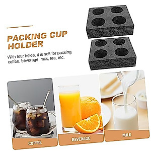 Alipis 2pcs 4 Hole Cup Holder Couch Cafe Drink Carriers Cold Drink Carrier Cup Tray Packing Tray Foldable Cup Drink Carrier Tray Milk Coffee Cup Foam Stand Pearl Cotton Travel