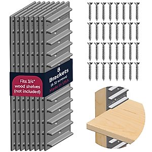 Made in USA | EZStudRack Adjustable Between Stud Shelf Bracket | Shelf Brackets for Wall Mounted Shelf | Shelving Brackets for Home | Garage Shelf Brackets- Wood Not Included- 8 Pack (4 Pair) Gray