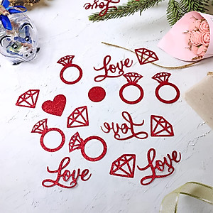 Honbay 100PCS Red Love Heart Fing Ring Table Confetti Party Decorations for Wedding Engagement Anniversary Bachelorette Bridal Shower Birthday Party
