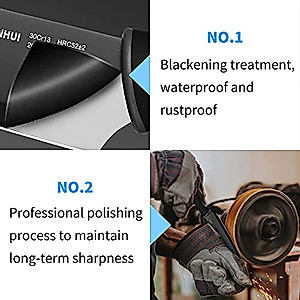 SANHUI 17 in 1 Black Knife Sets Acrylic Stand Stainless Steel Kitchen Knife Set with Block Contain 8 Piece Chef Knife Set 6-Piece Black Steak Knives with Scissor and Vegetable Peeler Knife