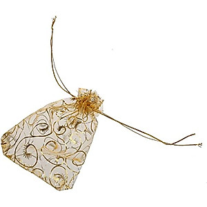 Yansanido Wedding Favors Small Gift Bags, 200pcs 3.9x4.7 Inch (10x12cm) Gold Organza Bags for Party Favor Bags Small Business Candy Bags Mesh Bag (200 Pcs Gold, 3.9 inch x 4.7 inch)