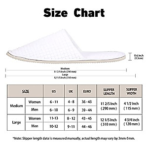 Anmerl Spa Slippers for Men and Women - Premium Bulk Hotel Slippers - Breathable Soft Cotton House Guest Slippers - Non Slip, Washable, Reusable - 10 Pairs (White, US 10-12)