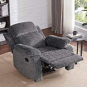 Dreamsir Recliner Chair Breathable Fabric Manual Single Sofa, Living Room Chair Home Theater Lounge Seat, 36×39×40 inch, Limestone Grey