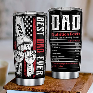 wowcugi Custom Tumbler 20oz 30oz Dad Nutrition Facts Stainless Steel Insulated Tumblers Coffee Travel Mug Cup Birthday Fathers Day Gifts From Daughter Son For Daddy Father