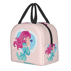 PrelerDIY Mermaid Girl Lunch Box - Insulated Lunch Bags for Women/Men Reusable Lunch Tote Bags, Perfect for Office/Camping/Hiking/Picnic/Beach/Travel