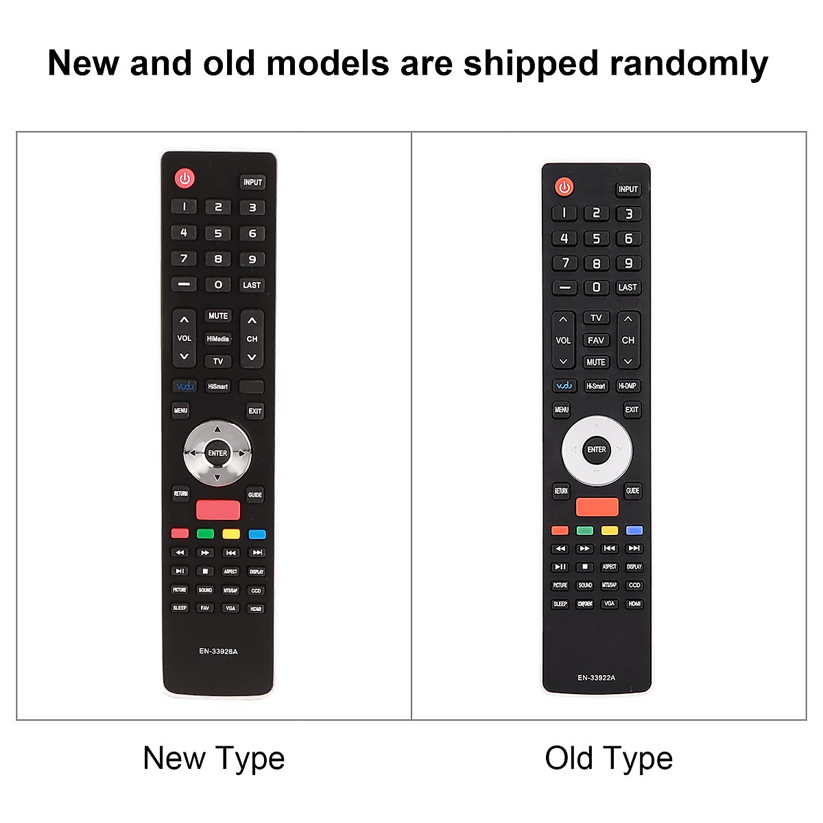 Smart TV Remote Control EN-33922A for Hisense, Remote Control Replacement for Hisense EN-33922A EN-339256A Smart TV