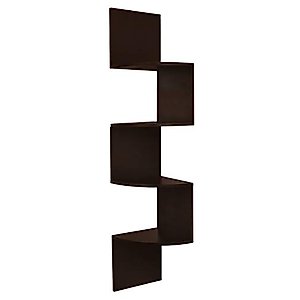 Kiera Grace Kieragrace Retro Shelves Floating Corner Wall Shelf, 12 x 57 inches, Dark Brown