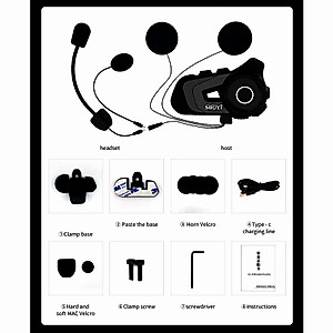 Martian Motocycle Helmet Bluetooth 5.1 Headset Wireless IP67 Waterproof Motoriding, Biking & Skiiing/BlueT-S2 /1000M Intercom/2 in 1 Microphone/2 Riders Intercom/