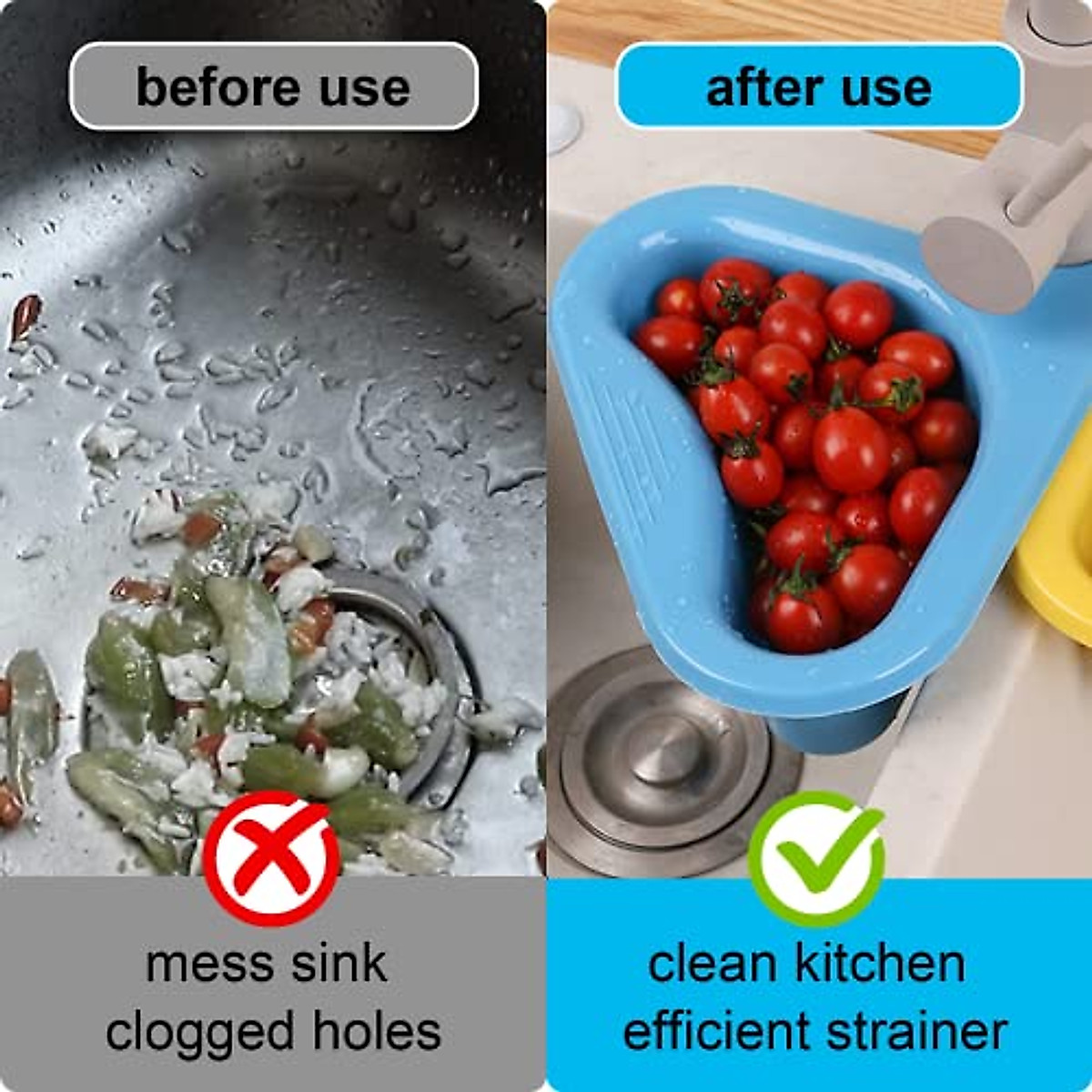 Sink Strainer, V380 Kitchen Sink Drain Basket, Swan Shaped Sink Basket, Multi-Use Kitchen Sink Strainer, with 2 Wall Hooks, Fits All Kitchen Sinks(Multicolor, 4PC)